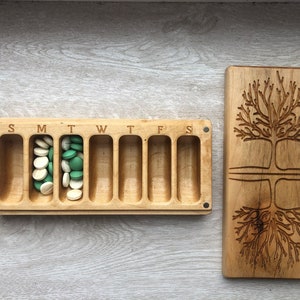 BIG Wooden Pill Box 7 Day / Decorative Travel Large Pill Box /nature ...