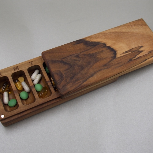 Wooden Pill Box 7 Day / Pill Case Organizer Decorative Travel - Etsy