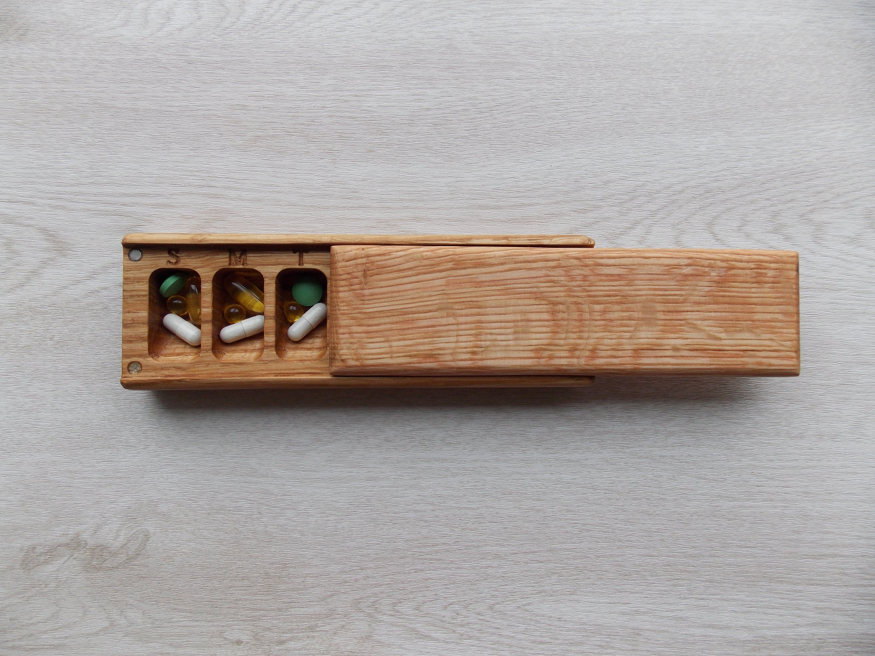 Wooden Pill Box 7 Day / Pill Case Organizer / Nature Ornament / Natural ...