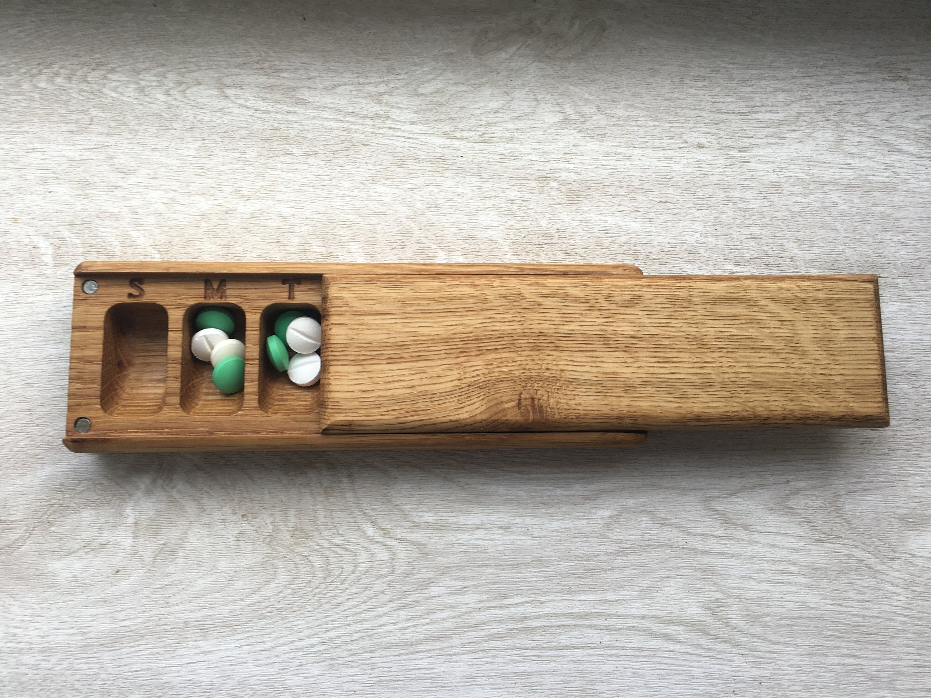 Wooden Pill Box 7 Day / Pill Case Organizer / Nature Ornament / Natural ...