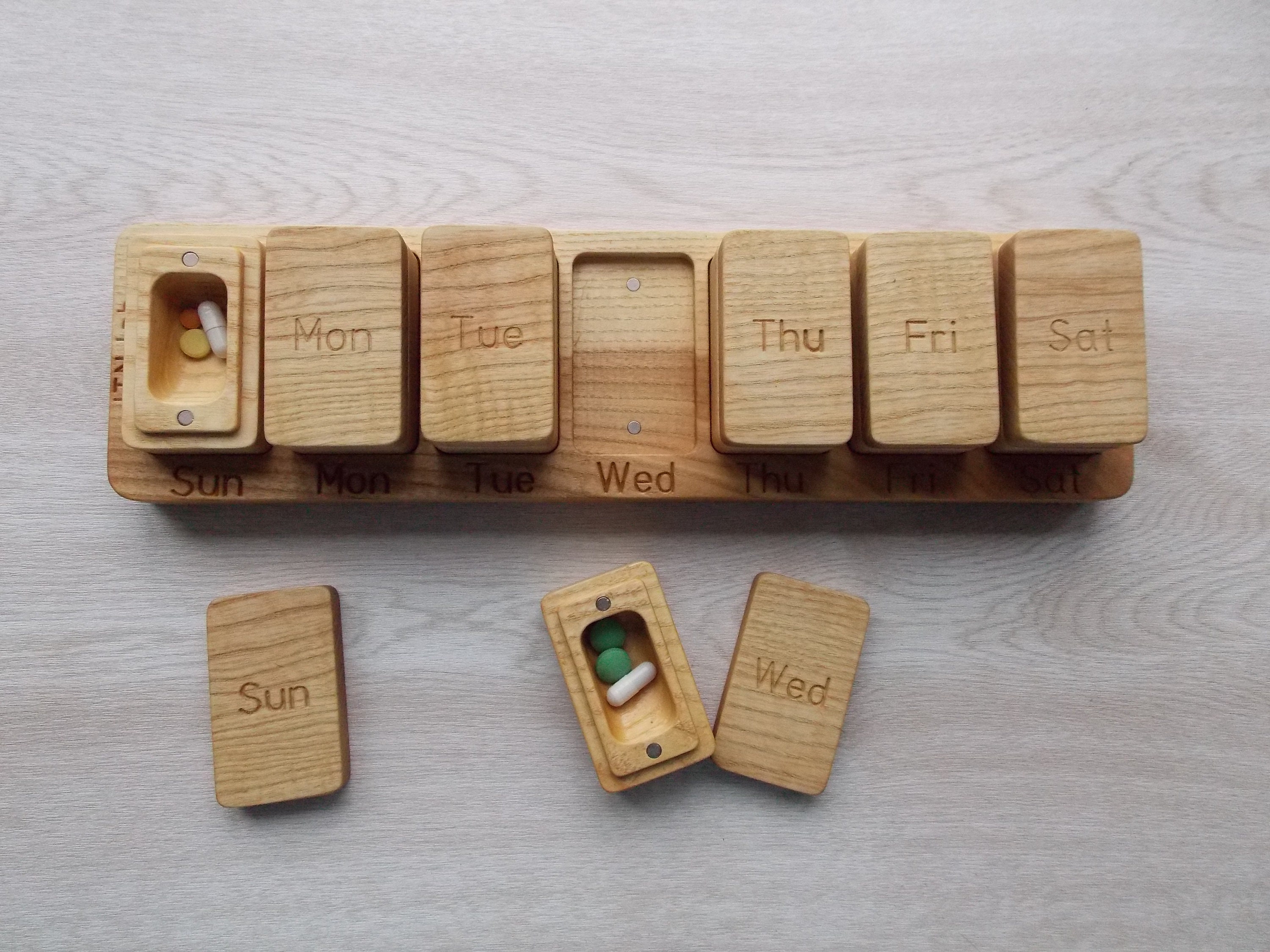Wooden Pill Box 7 Day Weekly Large Modular Wall Box - Etsy UK
