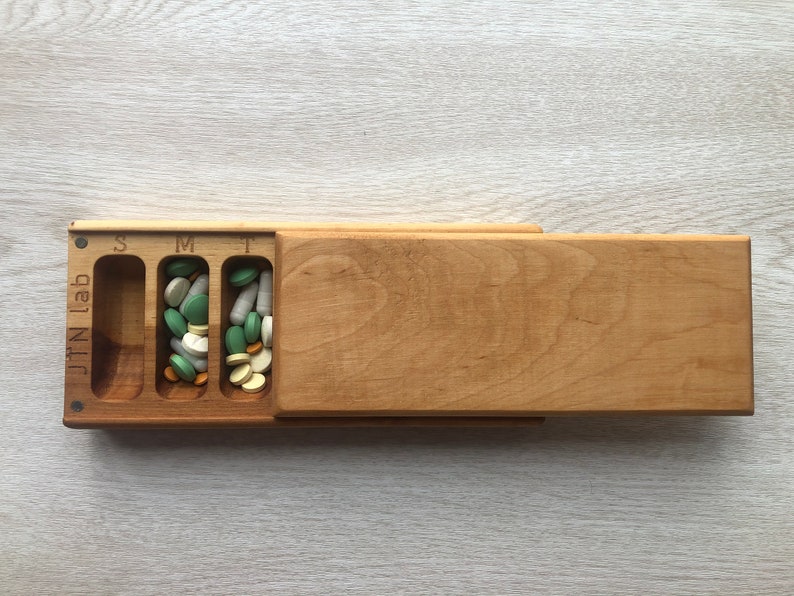 Wooden Pill Box 7 Day / Pill Case Organizer Decorative Travel | Etsy