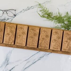 Pill Box 7 Day Night 4 Times Day Modular Wooden NEW /decorative Weekly ...