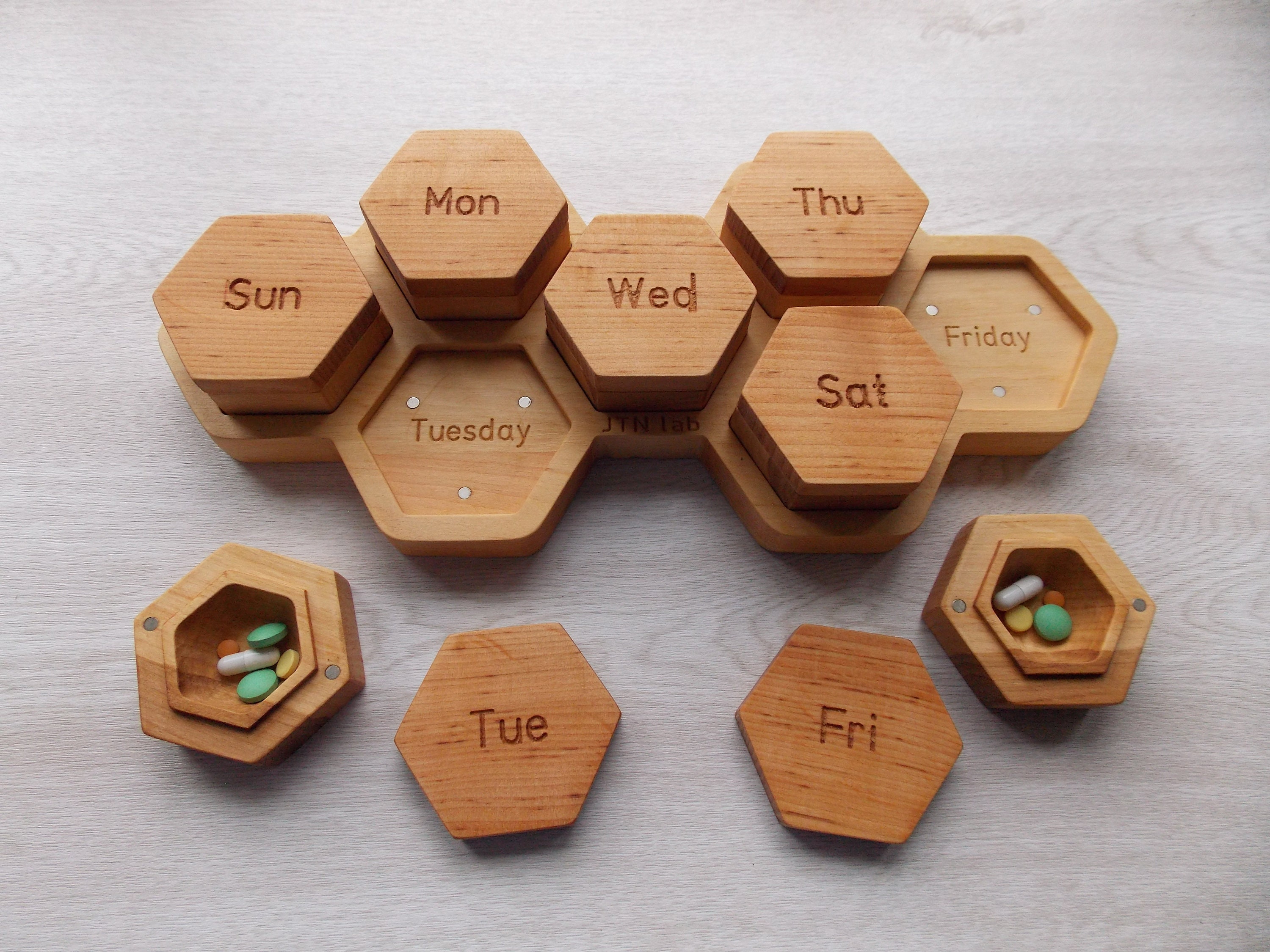 Wooden Pill Box 7 Day Extra Large Modular Wall Box /decorative - Etsy ...