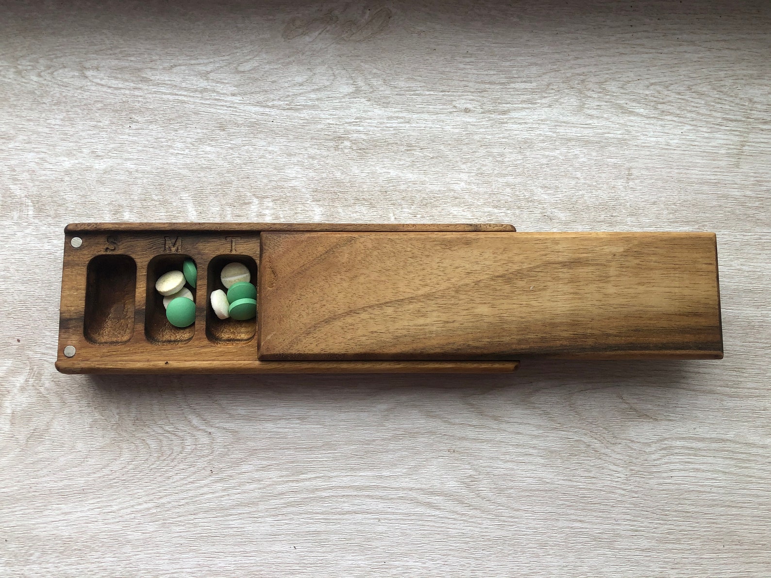Wooden Pill Box 7 Day / Pill Case Organizer / Nature Ornament / Natural ...