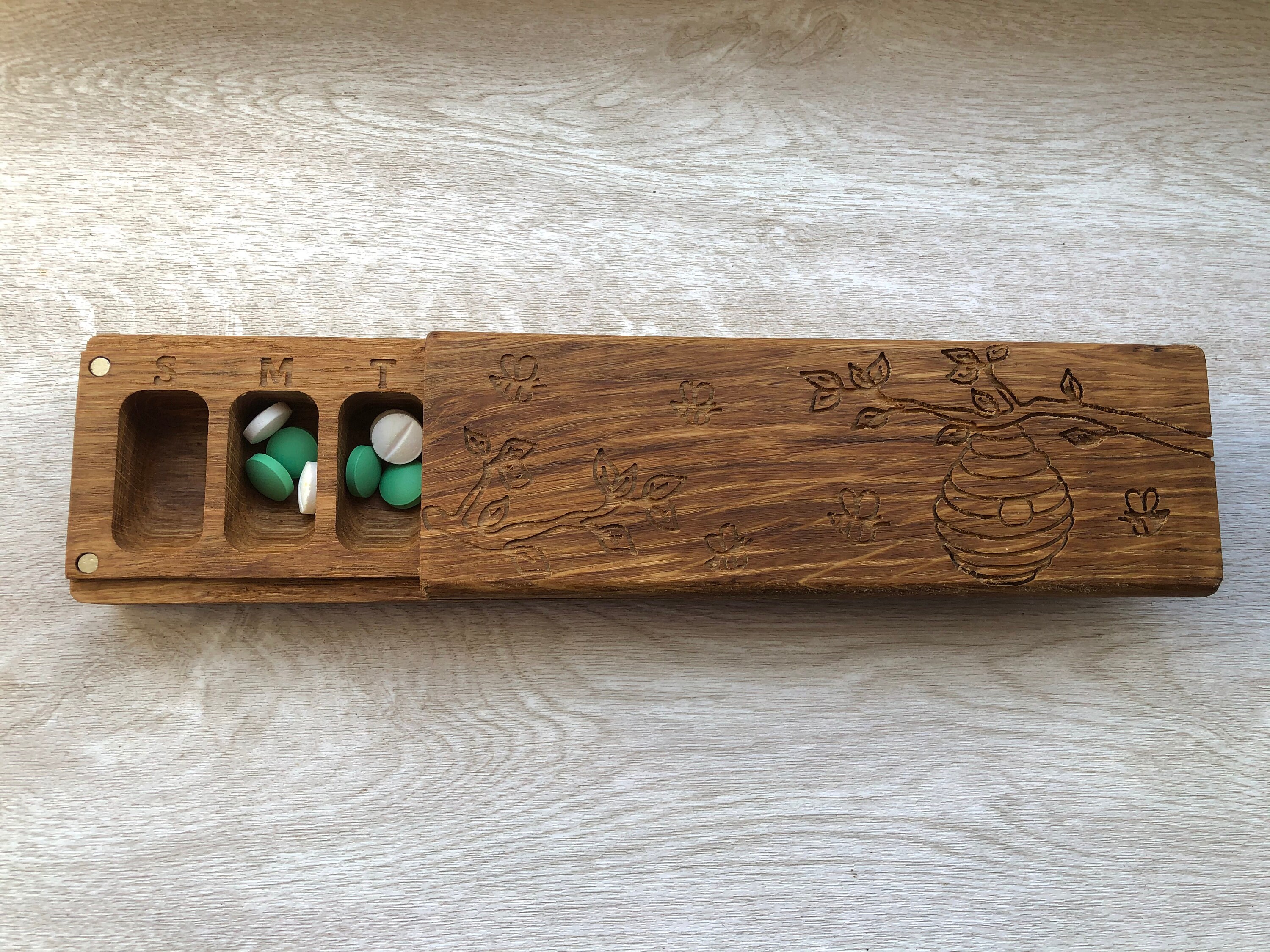 Wooden Pill Box 7 Day / Decorative Travel Pill Box / Nature - Etsy
