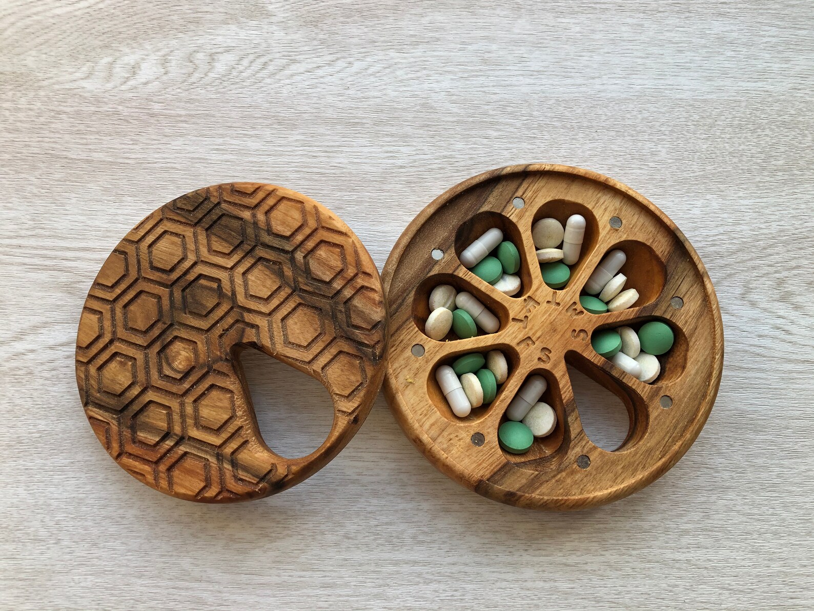 Wooden Pill Box 7 Day / Pill Case Organizer Decorative Travel | Etsy