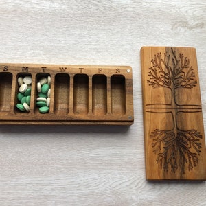 BIG Wooden Pill Box 7 Day / Decorative Travel Large Pill Box /nature ...