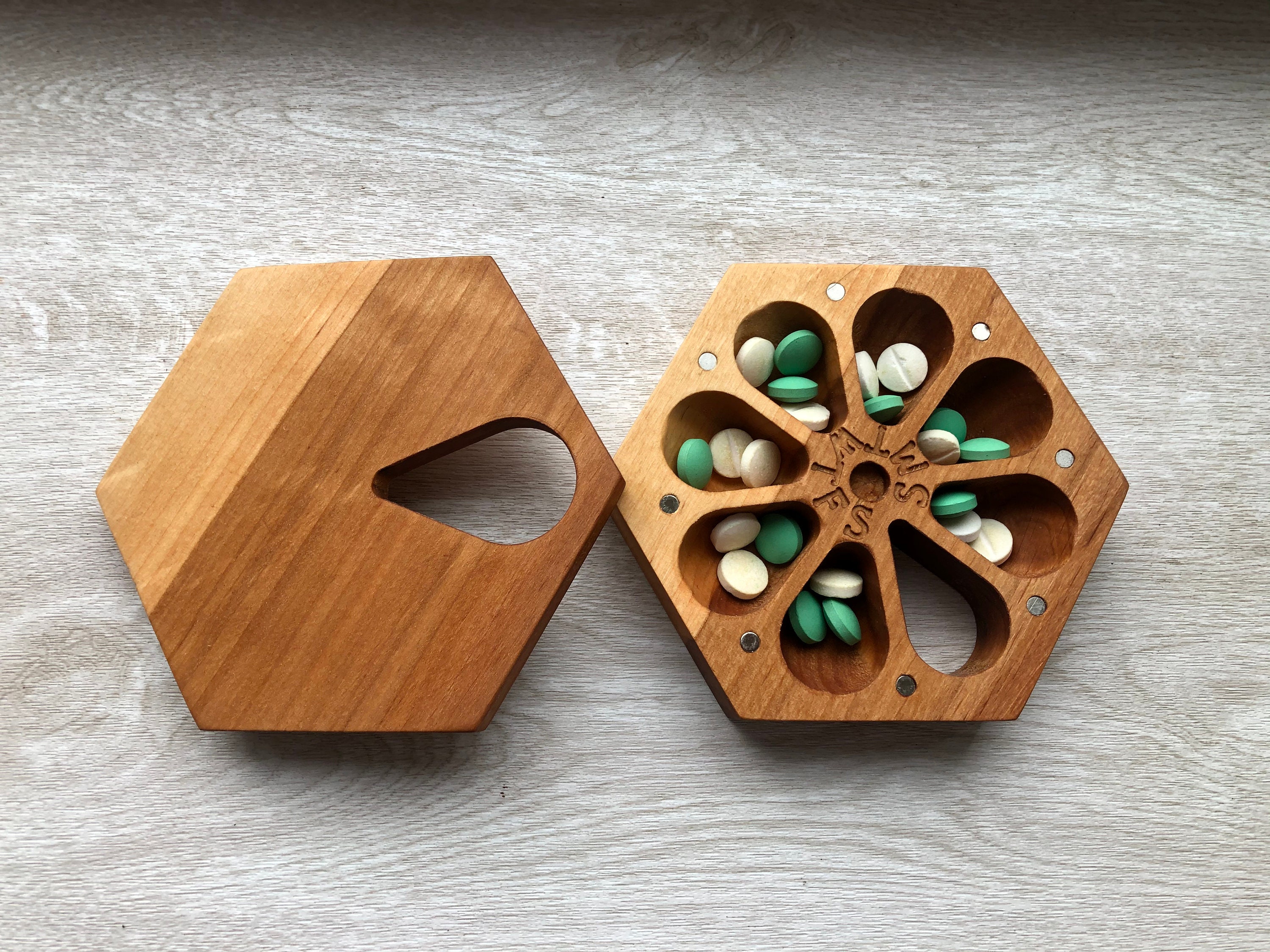 Wooden Pill Box 7 Day / Decorative Travel Pill Box / Nature | Etsy