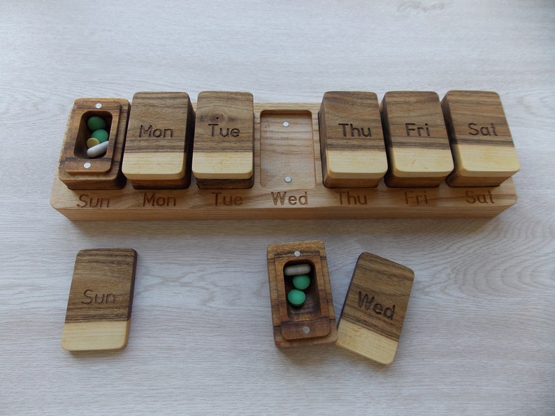 Wooden Pill Box 7 Day Weekly Large Modular Wall Box - Etsy UK