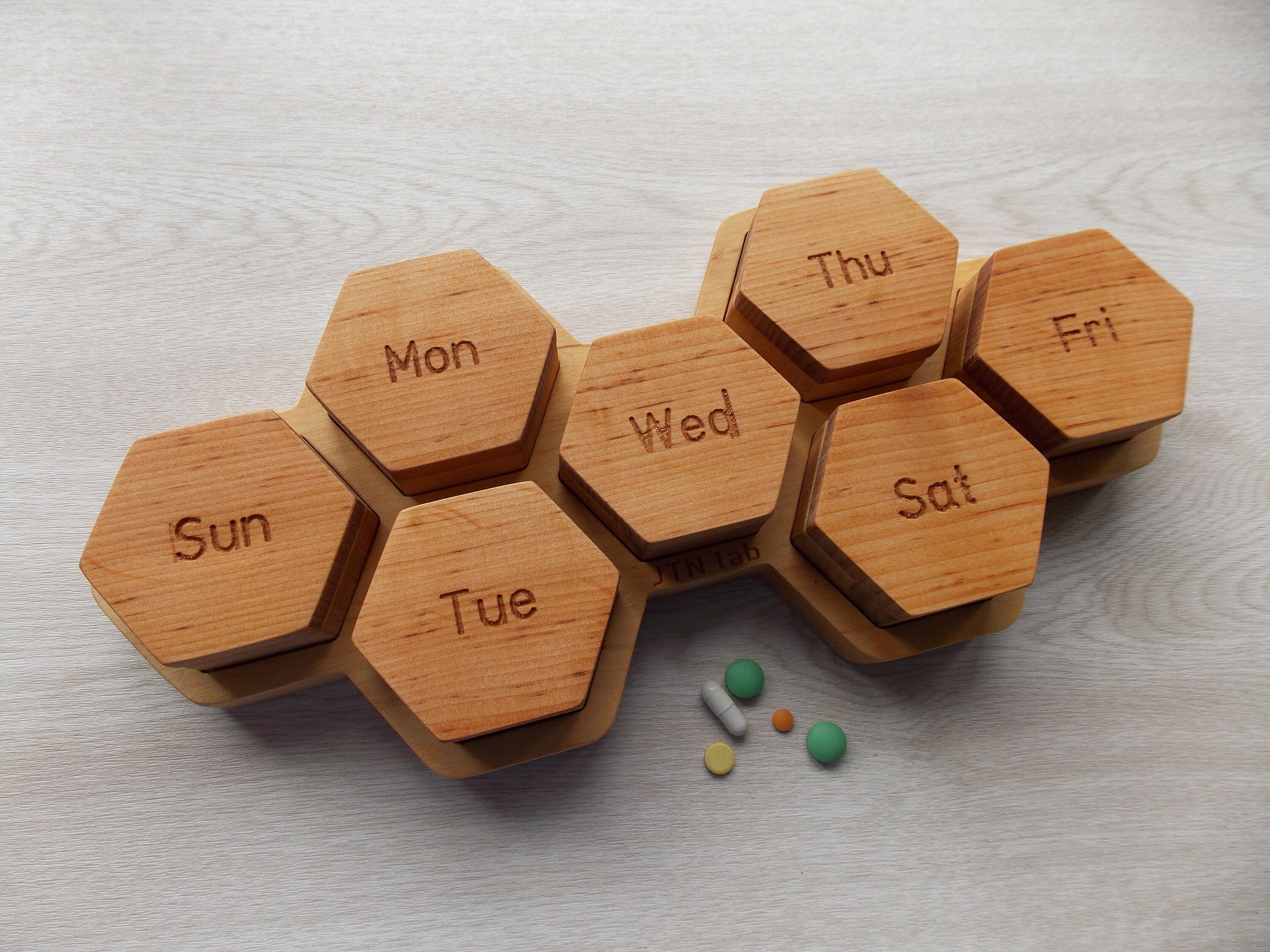 Wooden Pill Box 7 Day Extra Large Modular Wall Box /decorative Travel ...