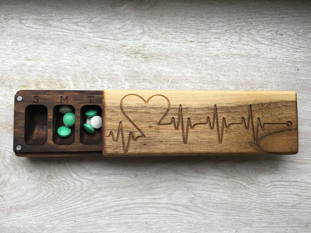 Wooden Pill Box 7 Day / Decorative Travel Pill Box / Decorative ...