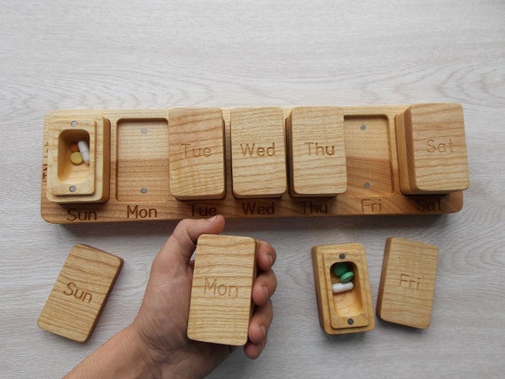Wooden Pill Box 7 Day Weekly Large Modular Wall Box - Etsy
