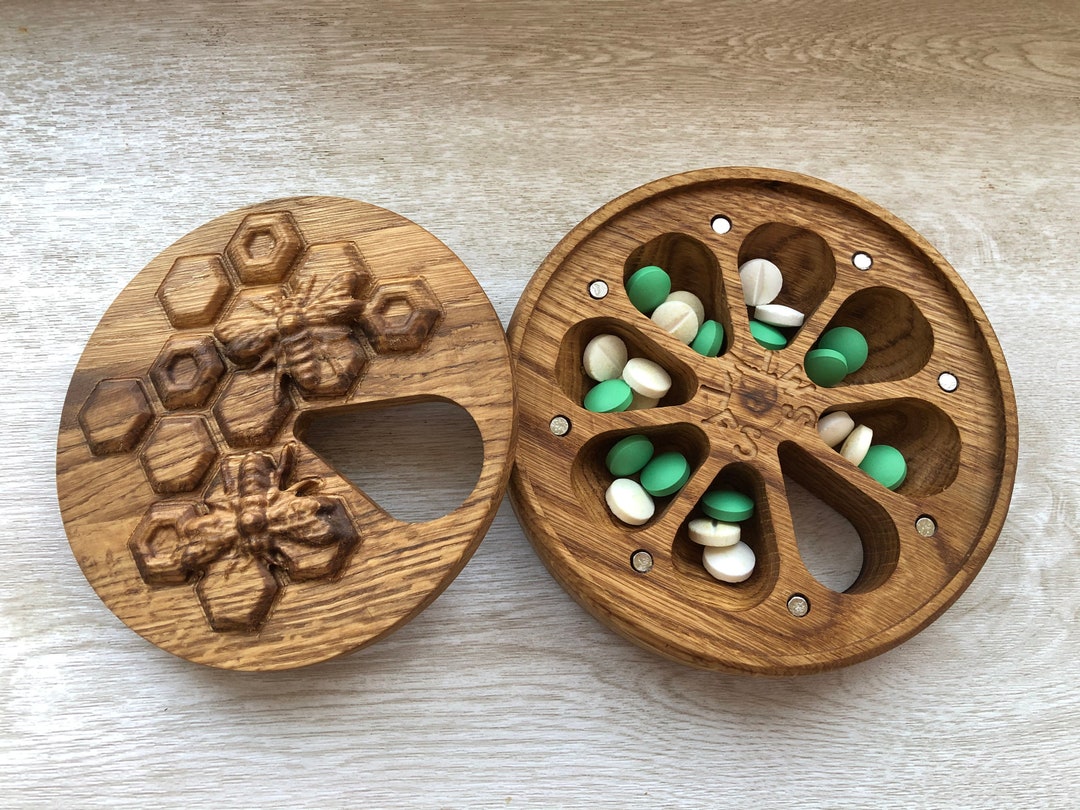 Wooden Pill Box 7 Day / Pill Case Organizer Decorative Travel Pill Box ...
