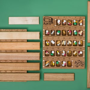 Pill Organizer 30-31 Day Wooden Travel Large Monthly Pill Box / Pill ...