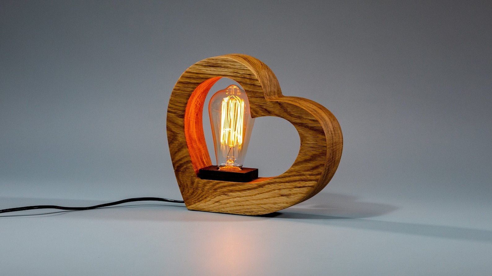 Wooden Table Edison Lamp / Love is / Dimmer / Modern Minimalist Loft ...