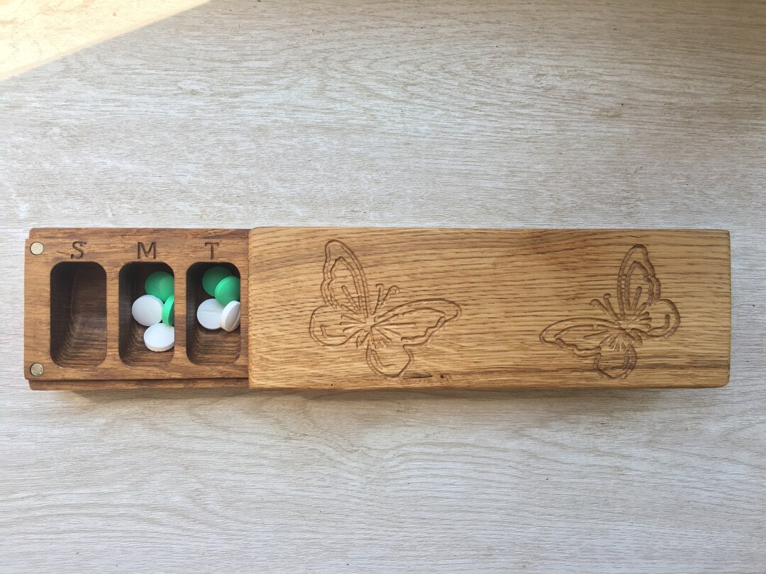 Wooden Pill Box 7 Day / Decorative Travel Pill Box / Decorative ...