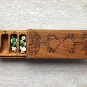 BIG Wooden Pill Box 7 Day / Decorative Travel Large Pill Box /nature ...