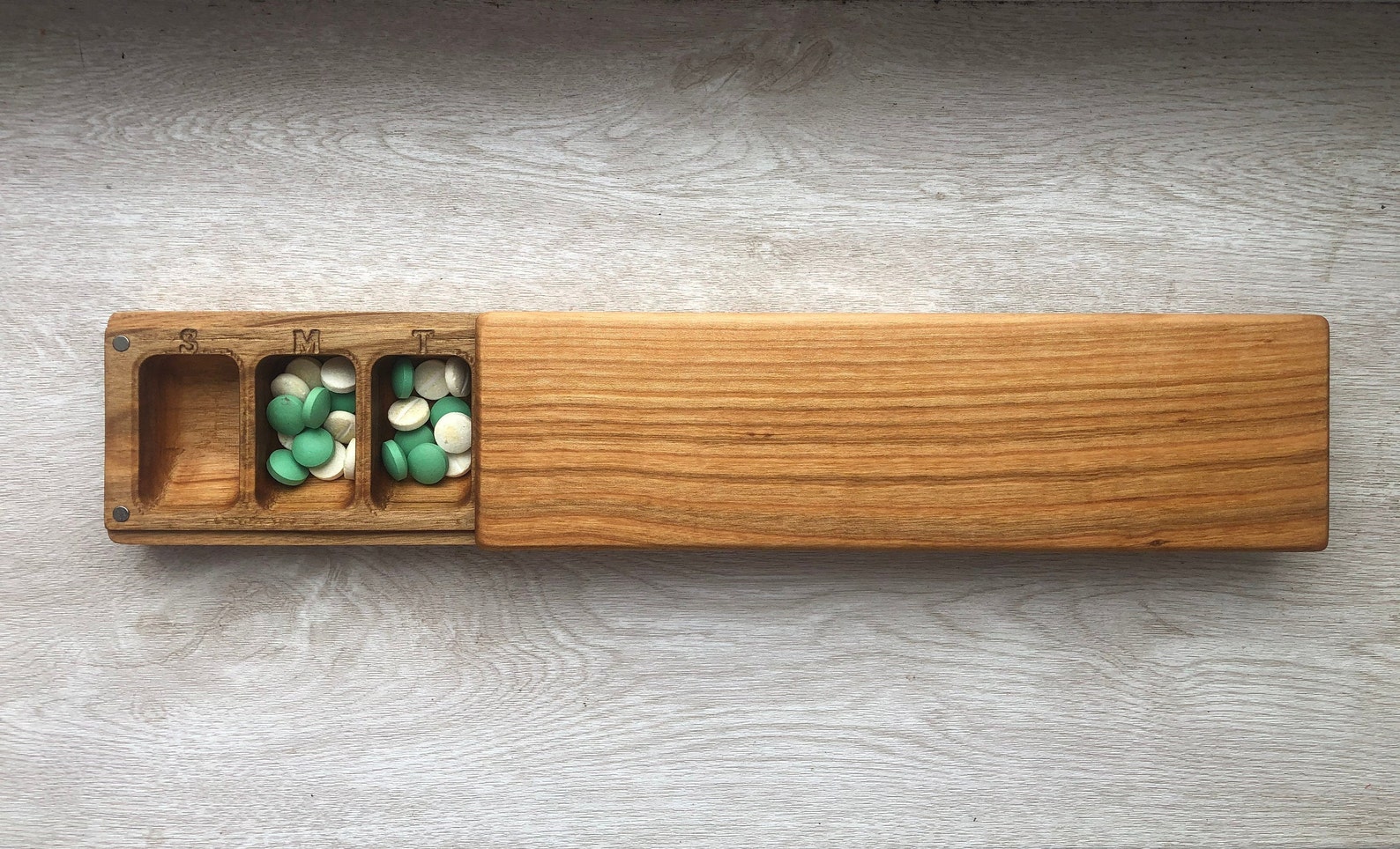 Wooden Pill Box 7 Day / Pill Case Organizer Decorative Travel Large Big ...