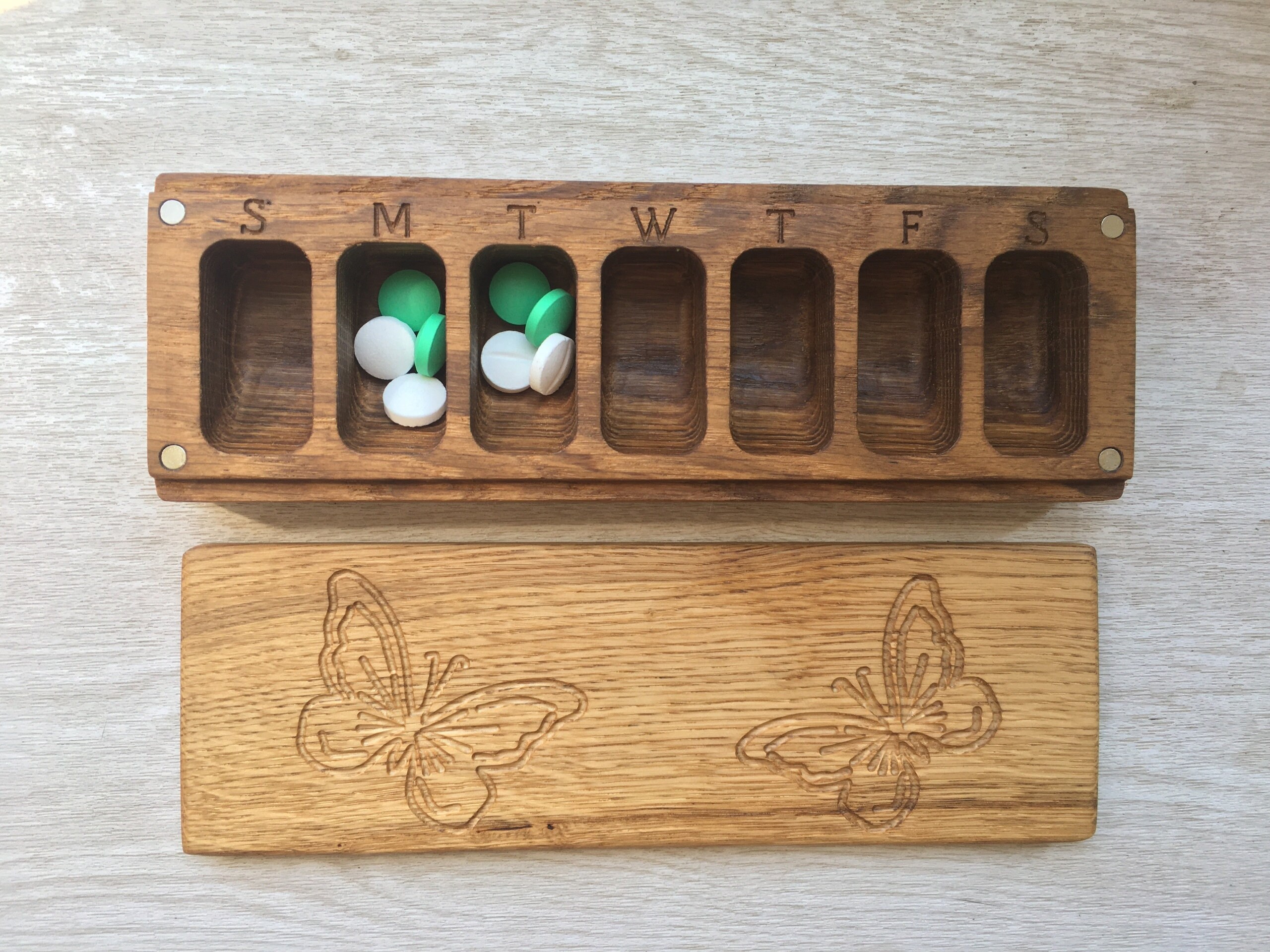 Wooden Pill Box 7 Day / Decorative Travel Pill Box / | Etsy