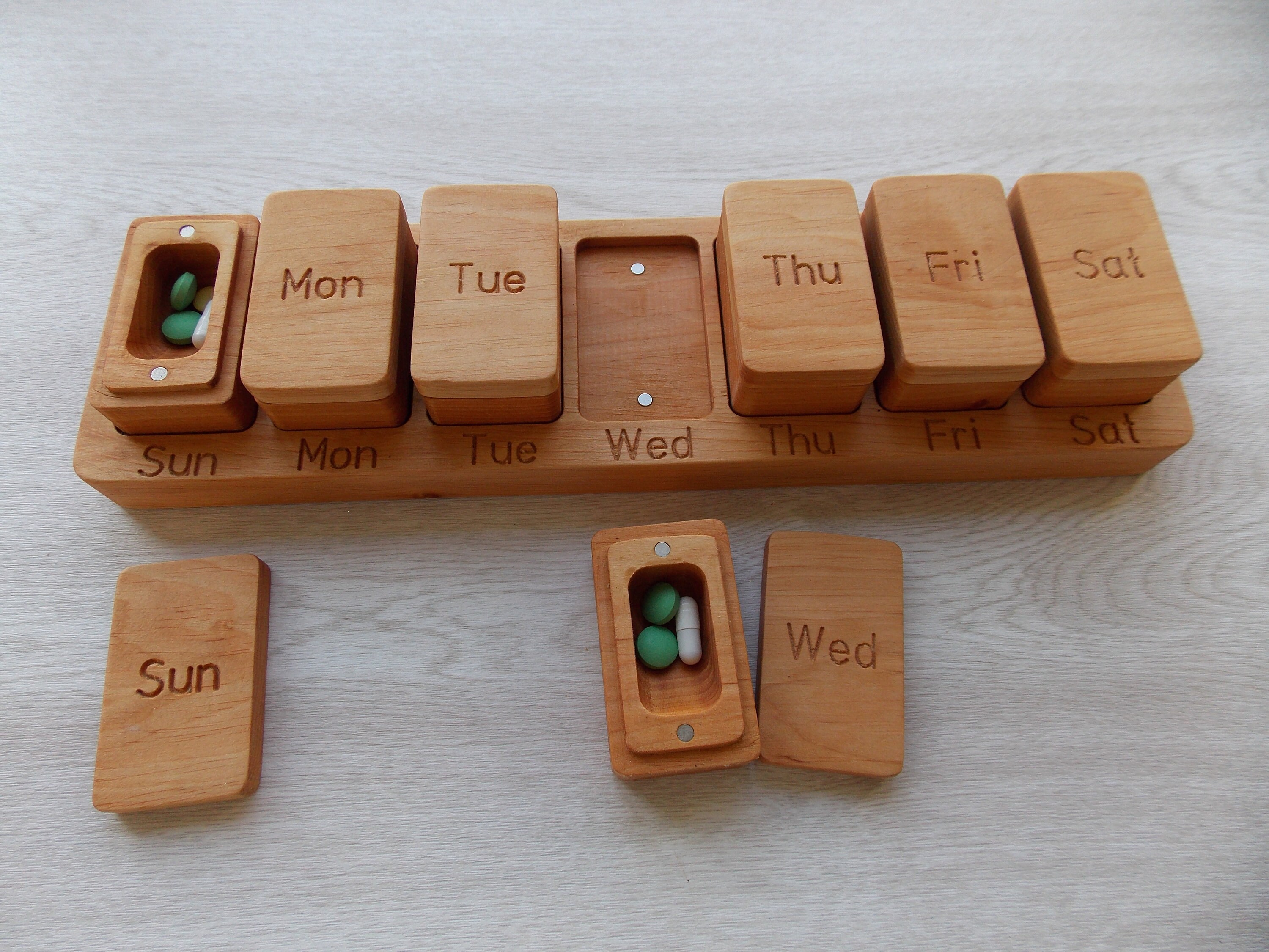 Wooden Pill Box 7 Day Weekly Large Modular Wall Box - Etsy UK
