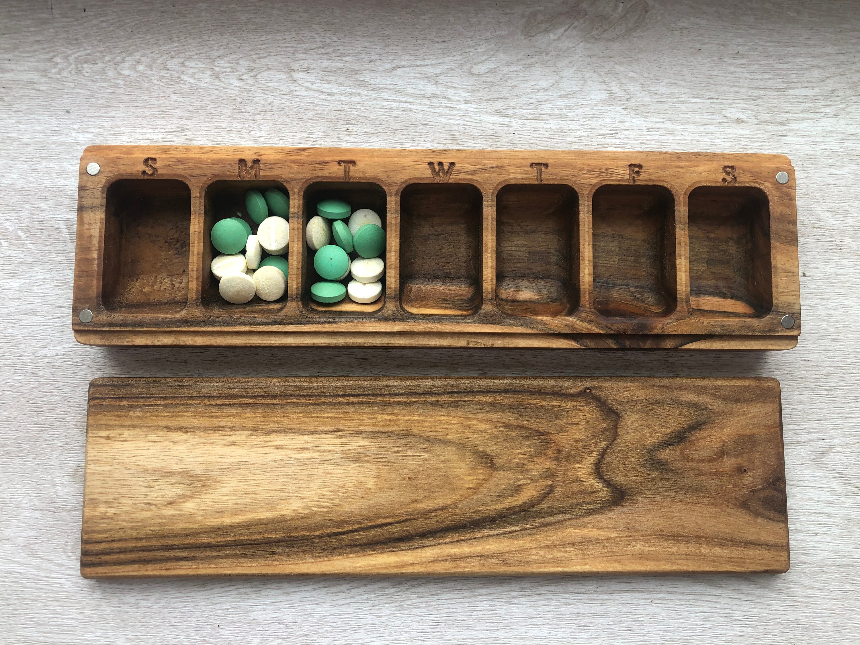 Wooden Large Pill Box 7 Day / Decorative Travel Big Pill Box | Etsy