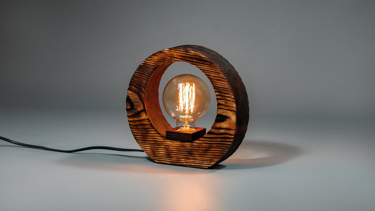 Wooden Table Desk Lamp / Dimmer / Bedroom Decor / Edison Bulb / Modern ...