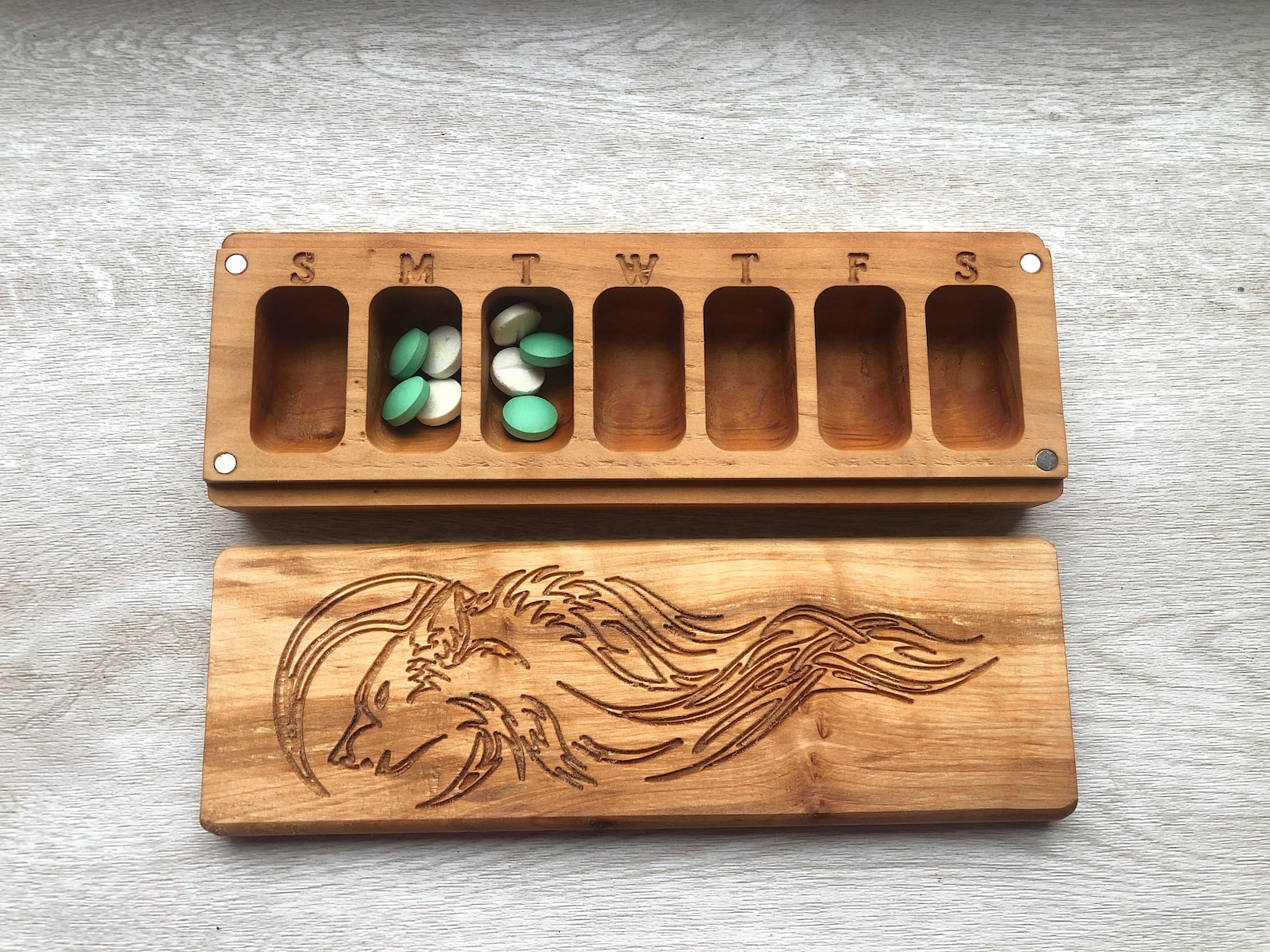Wooden Pill Box 7 Day / Decorative Travel Pill Box / Nature - Etsy