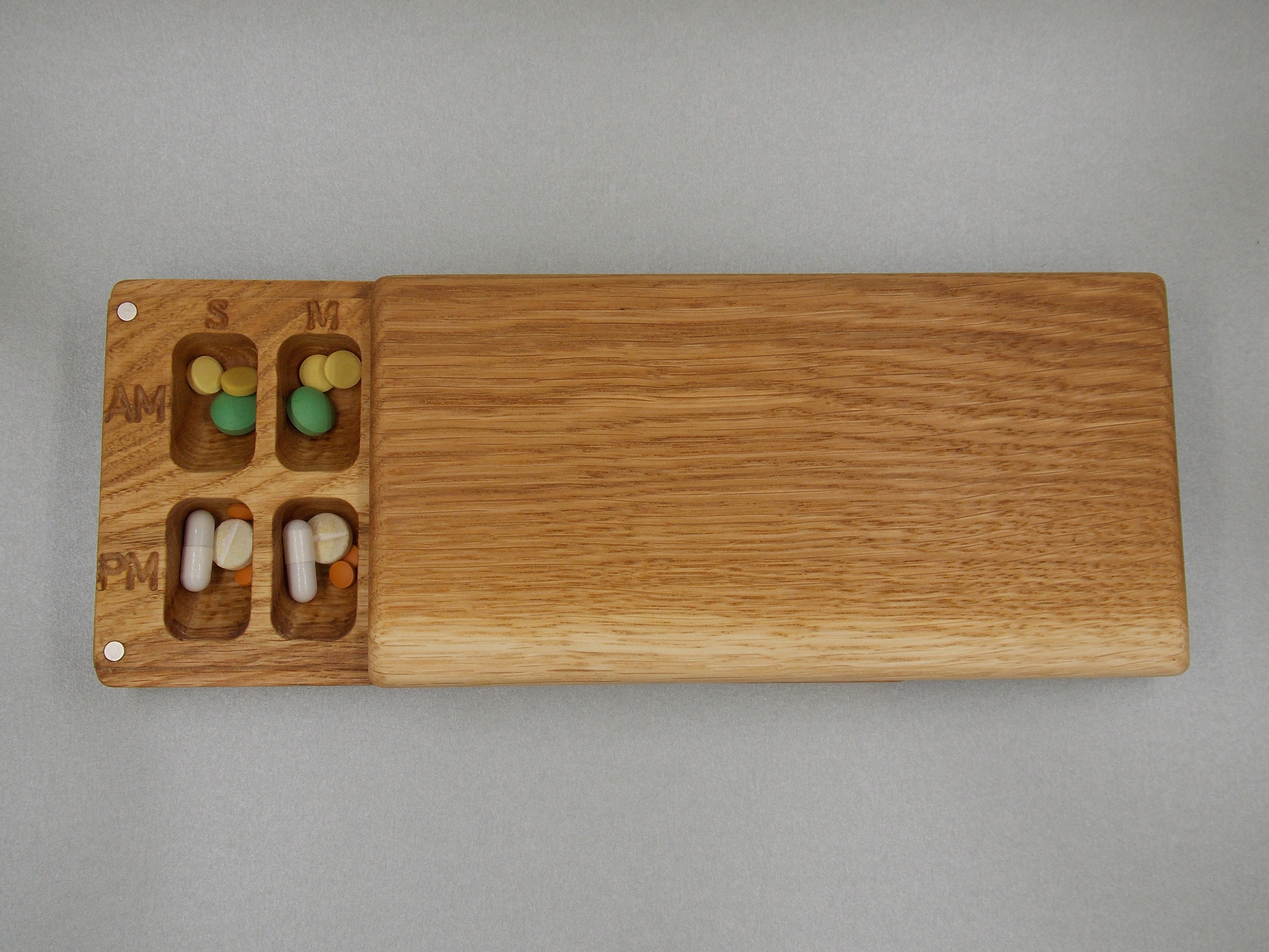 Wooden Pill Box 7 Day Night A.M P.M Pill Case Organizer Twice a Day ...