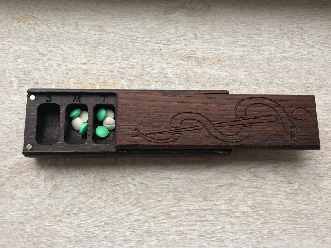 Wooden Pill Box 7 Day / Decorative Travel Pill Box / Nature | Etsy