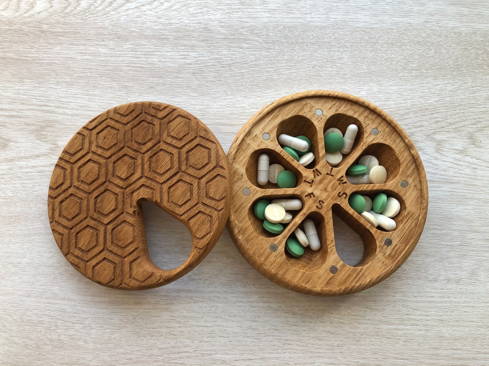 Wooden Pill Box 7 Day / Pill Case Organizer Decorative Travel | Etsy