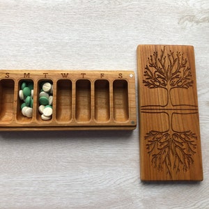 BIG Wooden Pill Box 7 Day / Decorative Travel Large Pill Box /nature ...