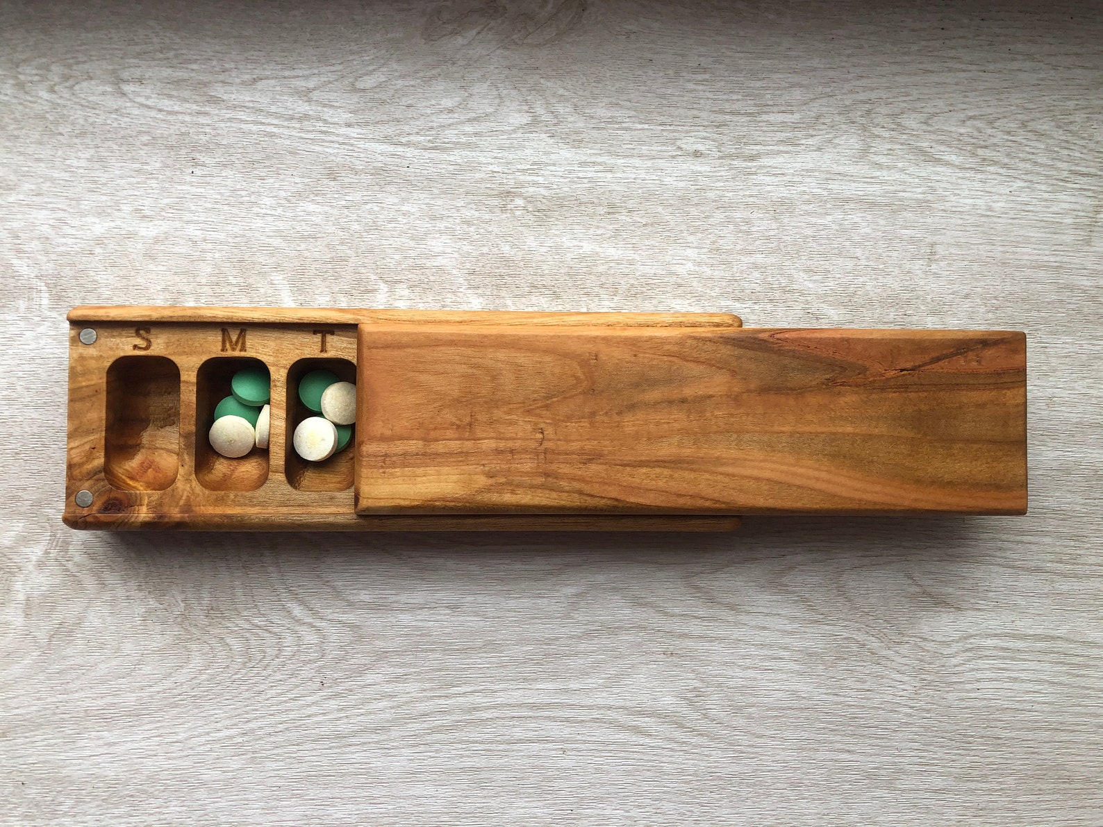 Wooden Pill Box 7 Day / Pill Case Organizer / Nature Ornament / Natural ...
