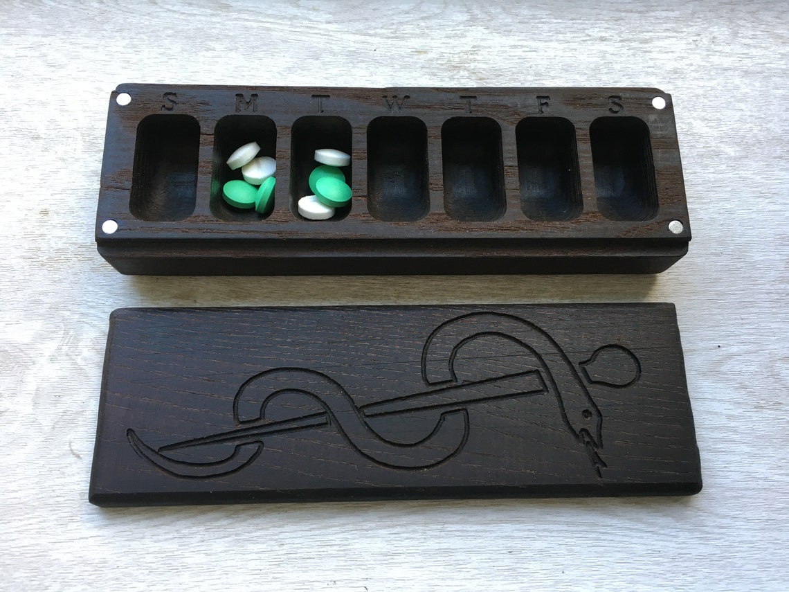 Wooden Pill Box 7 Day / Decorative Travel Pill Box / Nature | Etsy