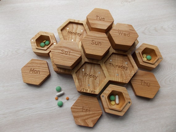 Wooden Pill Box 7 Day Extra Large Modular Wall Box/decorative | Etsy