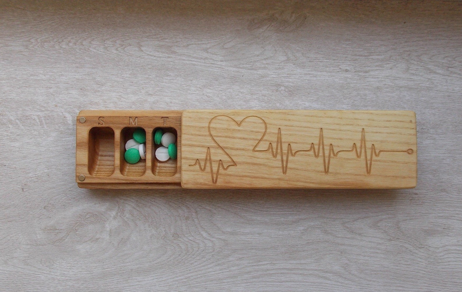 Wooden Pill Box 7 Day / Decorative Travel Pill Box / - Etsy