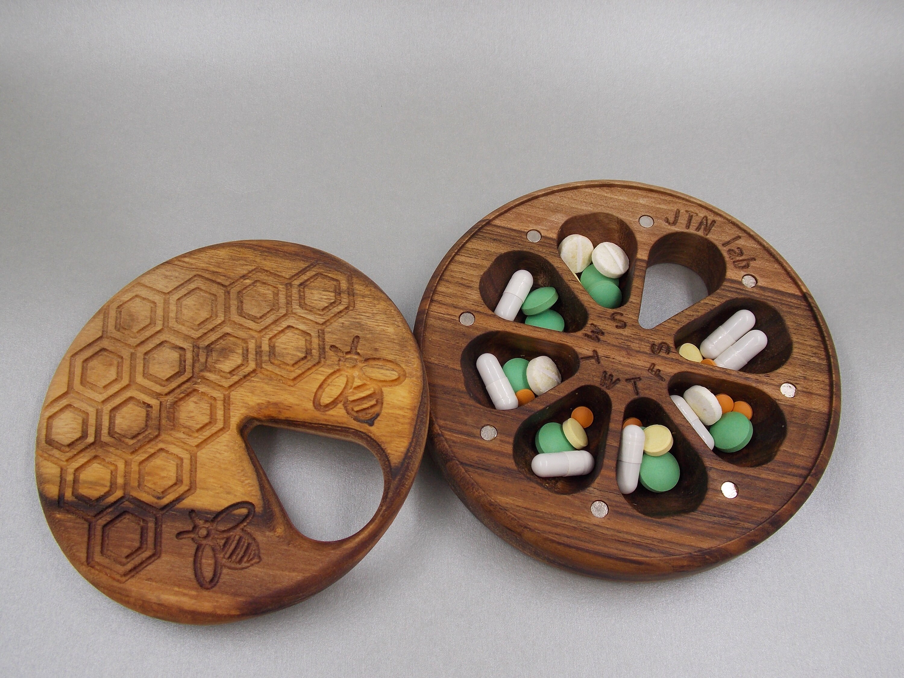 Wooden Pill Box 7 Day / Pill Case Organizer Decorative Travel | Etsy