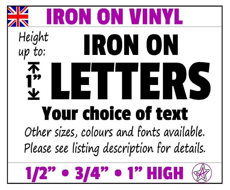 Personalised Iron on Letters up to 1 Inch High Custom Vinyl | Etsy