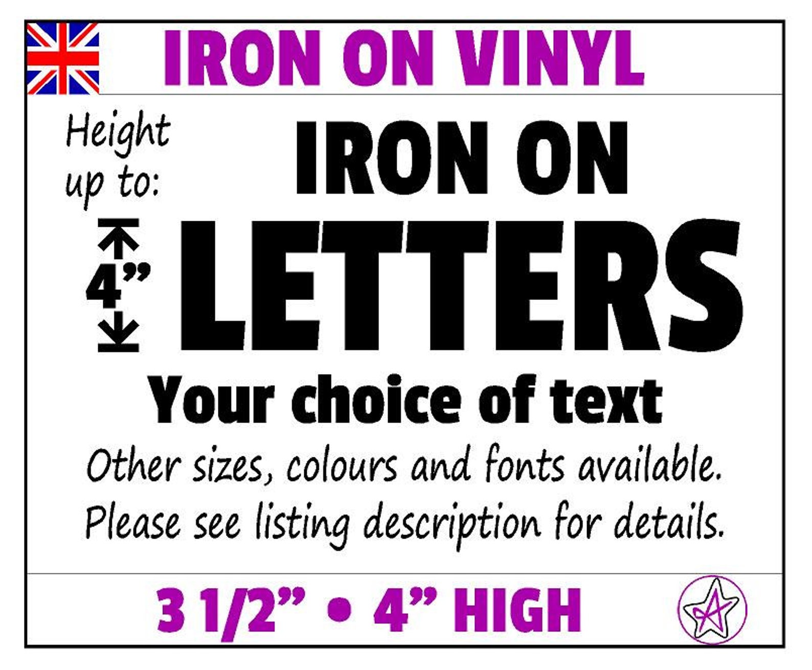 Personalised Iron on Letters up to 4 Inches High Custom Vinyl | Etsy