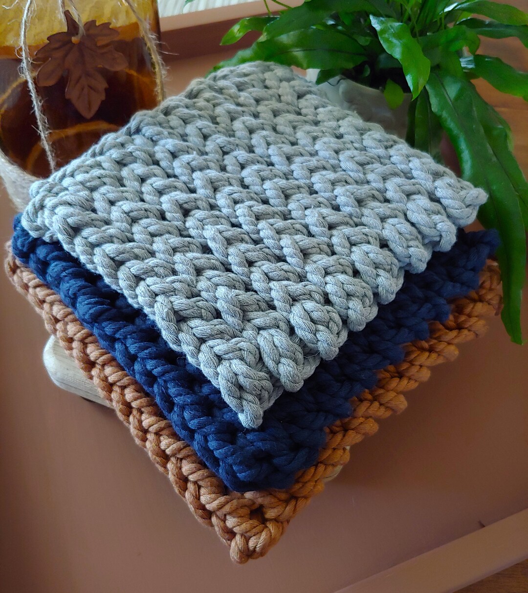 Farmhouse Chunky Crocheted Rope Trivet - Etsy