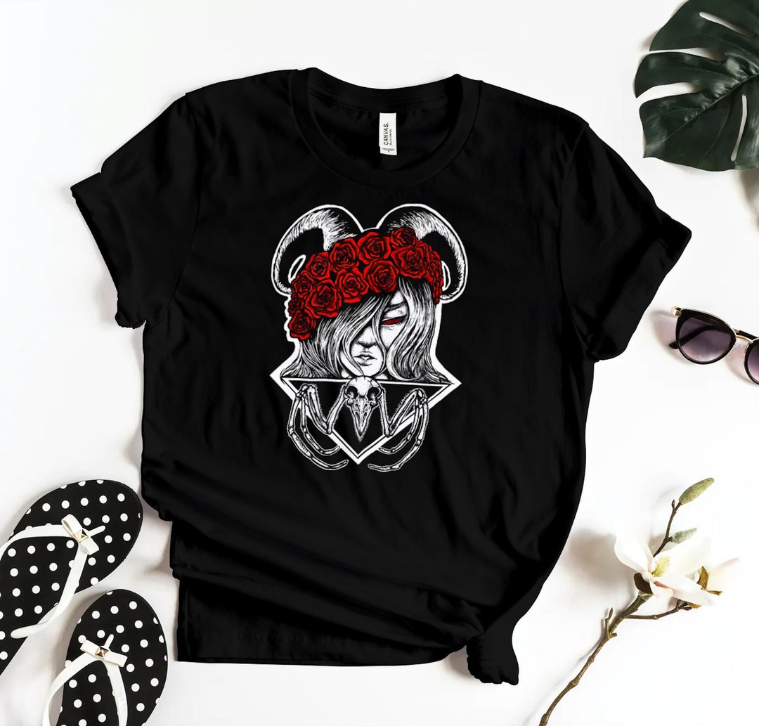 Horned Devil Girl Goth Shirt, She Devil Goth Tshirt, Goth Shirt for ...