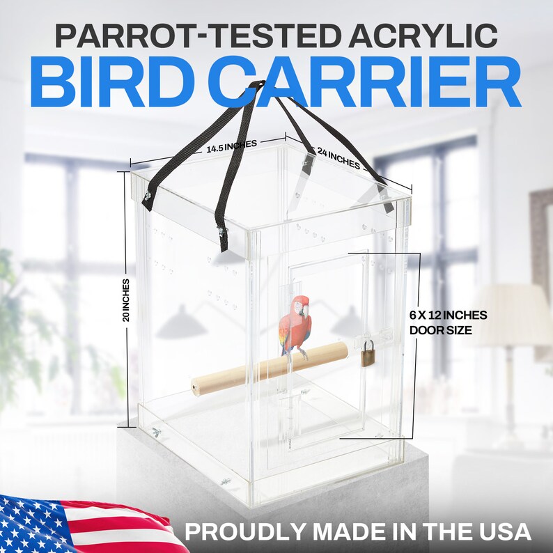 PENNZONI Medium Acrylic Carrier, Large Bird Carrier, Clear Acrylic Bird ...