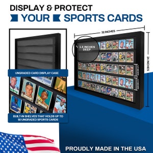 Baseball Card Display Case / Black 50 Ungraded Display Case Wall Mount ...