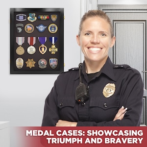 Medal Display Case & Pins Display Case / Military / Fireman / Police ...