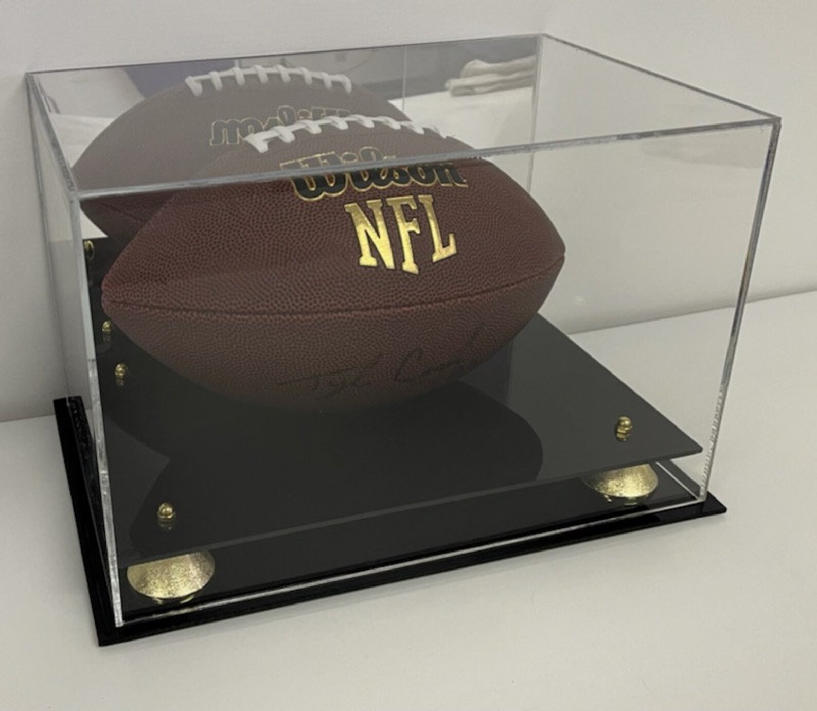 Acrylic Football Display Case With Black Acrylic Baseacrylic - Etsy