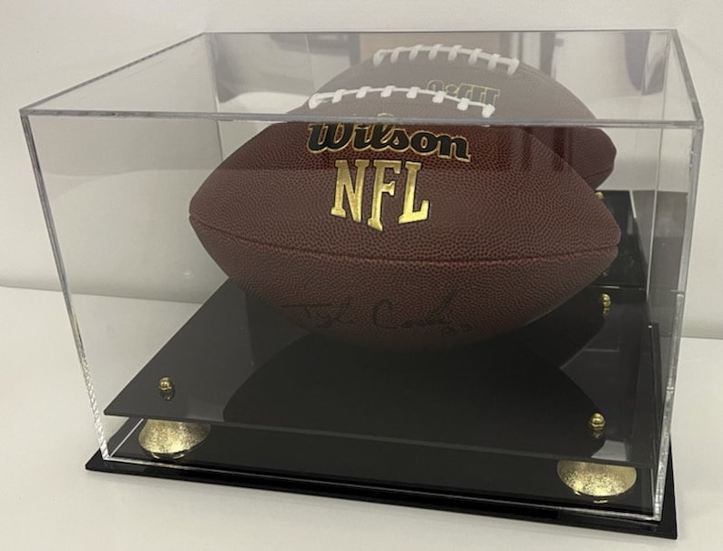 Acrylic Football Display Case With Black Acrylic Baseacrylic - Etsy