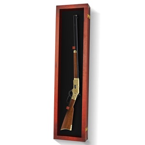 Gun Display Case, Display Case for Guns, Cherry Finish, Rifle Display ...