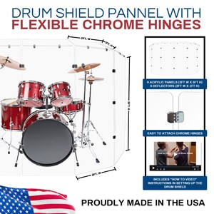 PENNZONI Drum Shield 5ft Acrylic Panels W/ Deflector & Chrome Hinges ...
