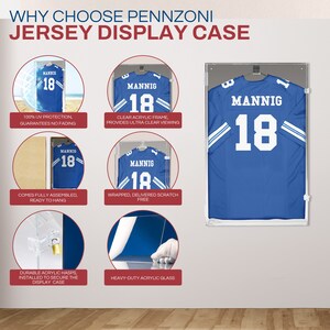 PENNZONI Jersey Frame Display Case, All Acrylic Jersey Display Case ...