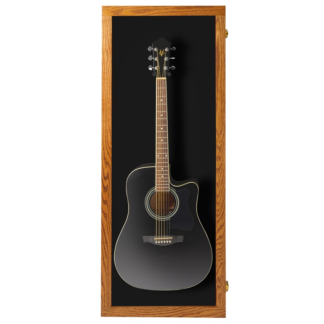 PENNZONI Premium Oak Acrylic Acoustic Guitar Display Case, Acoustic ...